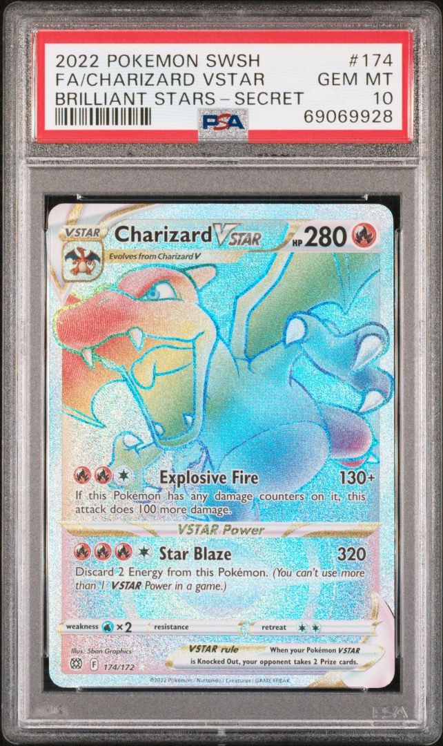 [PSA 10] Charizard Vstar 174 rainbow secret rare Brilliant Stars ...