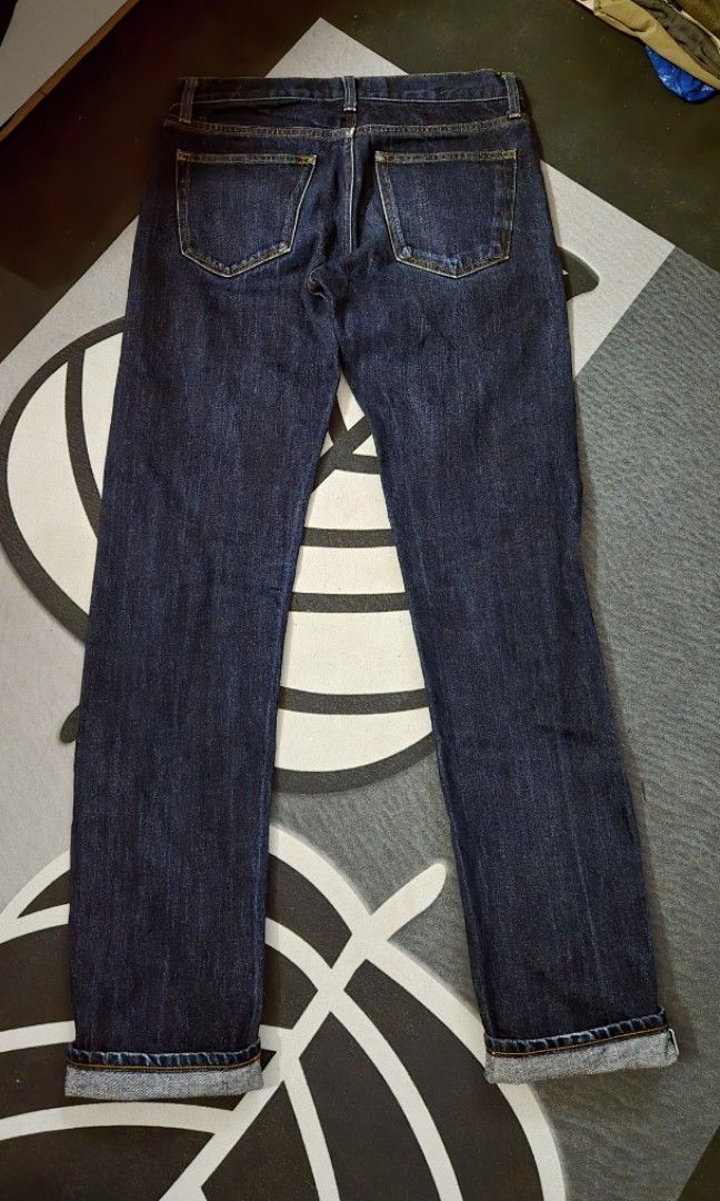 Uniqlo Selvedge Straight Indigo Chain Stitch, Men's Fashion, Bottoms ...