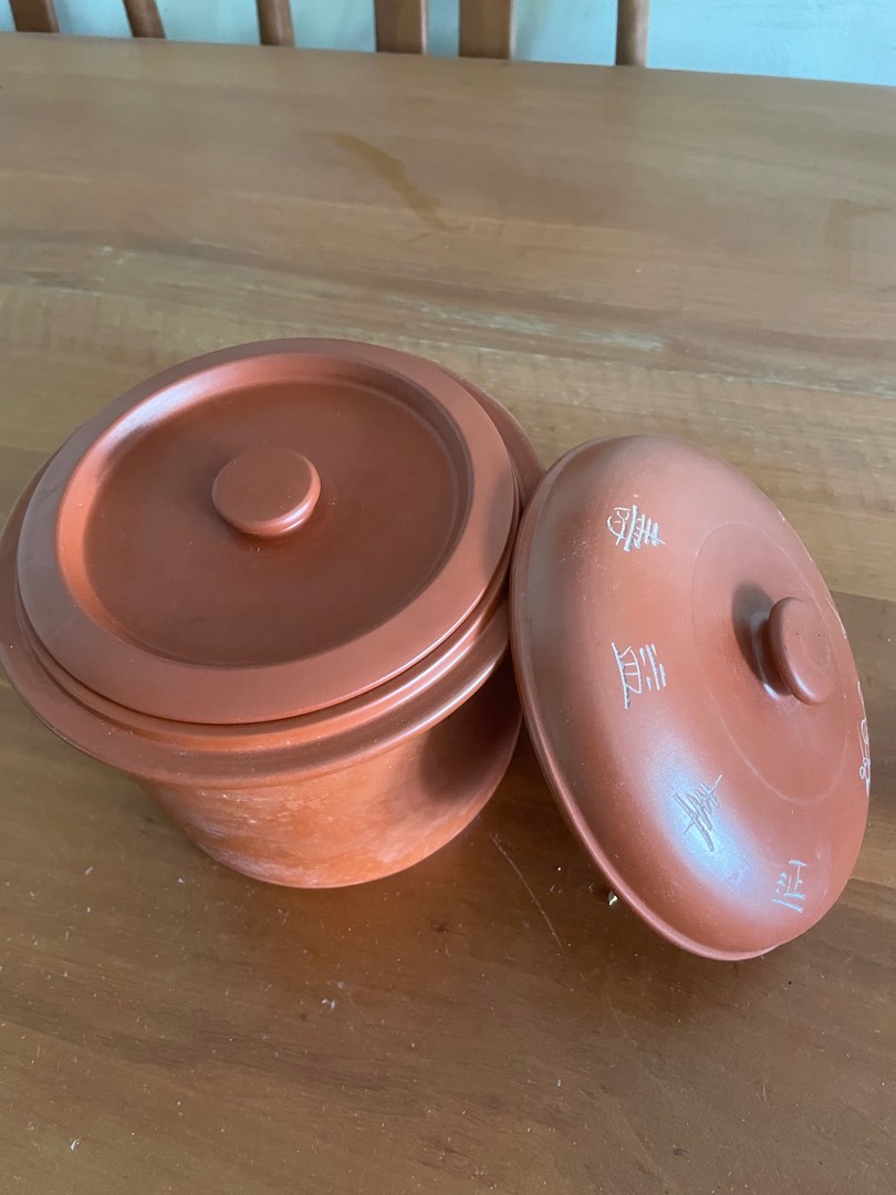 Vintage Terracotta Cooking Pot with Lid, Furniture & Home Living ...