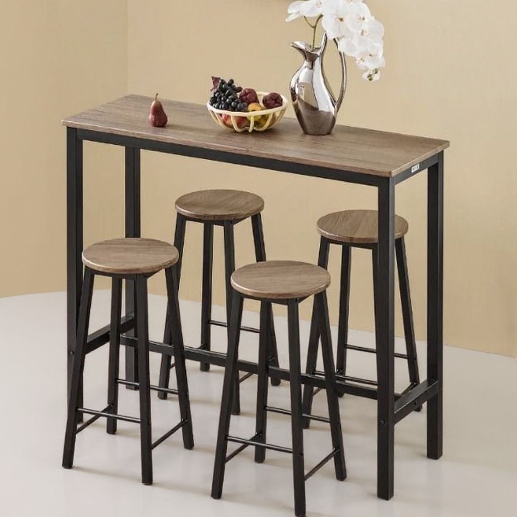Bar Table Set With Stools | Modern Industrial High Dining Table | 4 ...