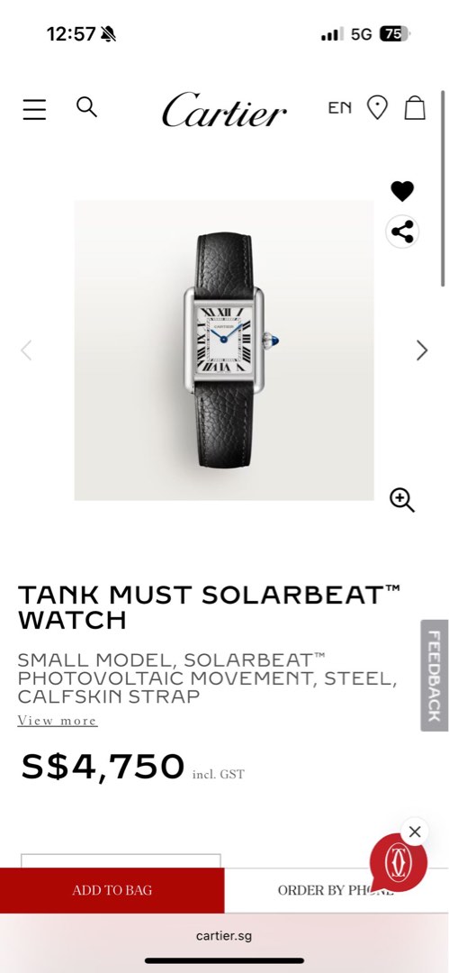 Cartier Tank Must Solarbeat Watch - Small Model with warranty, Luxury ...