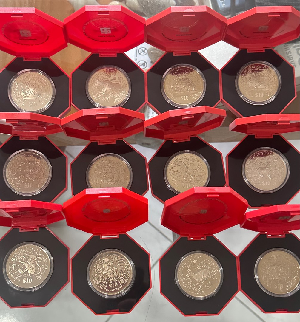 [Full Set 1993 to 2004 Series] Singapore $10 Zodiac Cupro-Nickel Coin ...