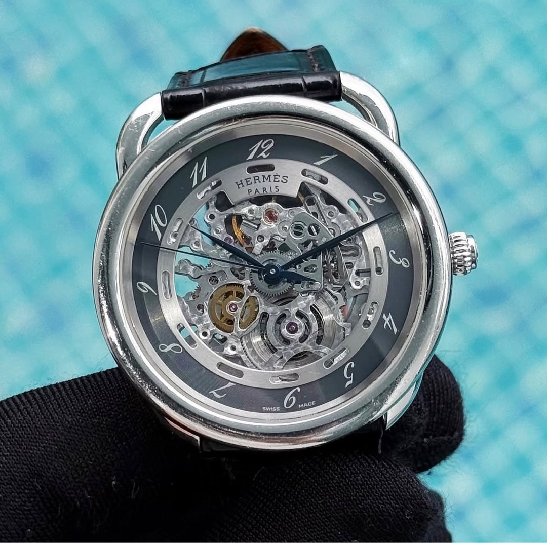 Hermes Arceau Squelette watch 40mm Steel/Alligator strap, Luxury ...