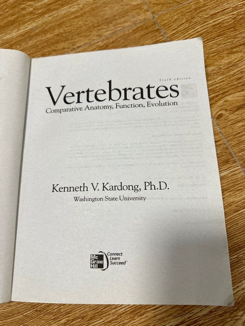 Kenneth V. Kardong VERTEBRATES Comparative Anatomy, Function, Evolution ...