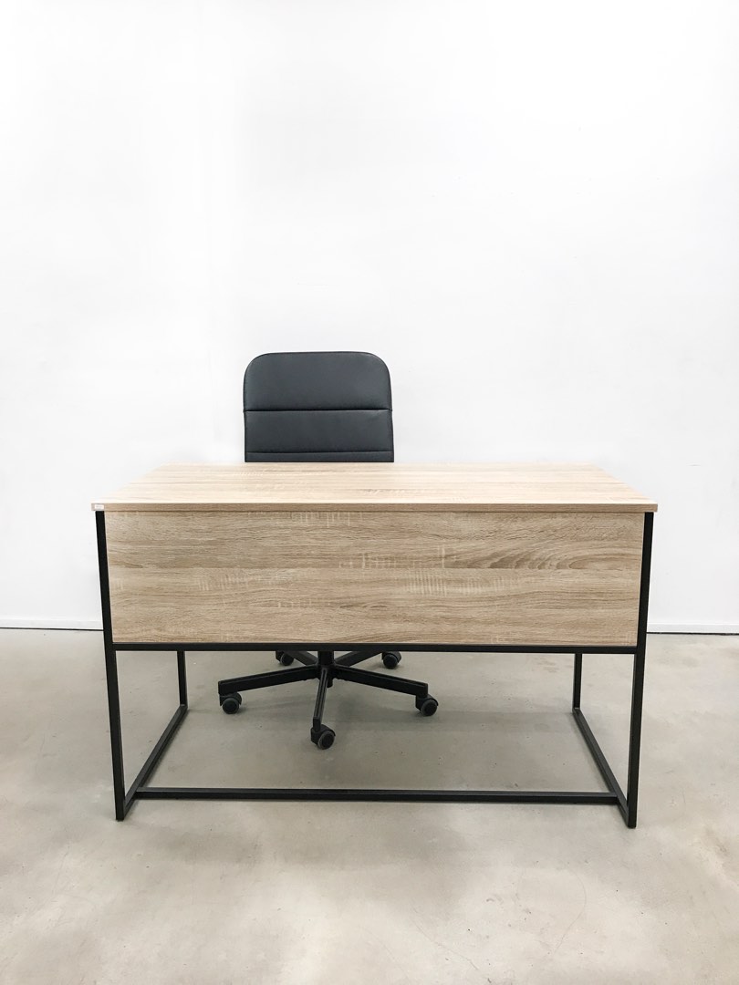 Modern Office Desk with Black Metal Frame, Furniture & Home Living ...