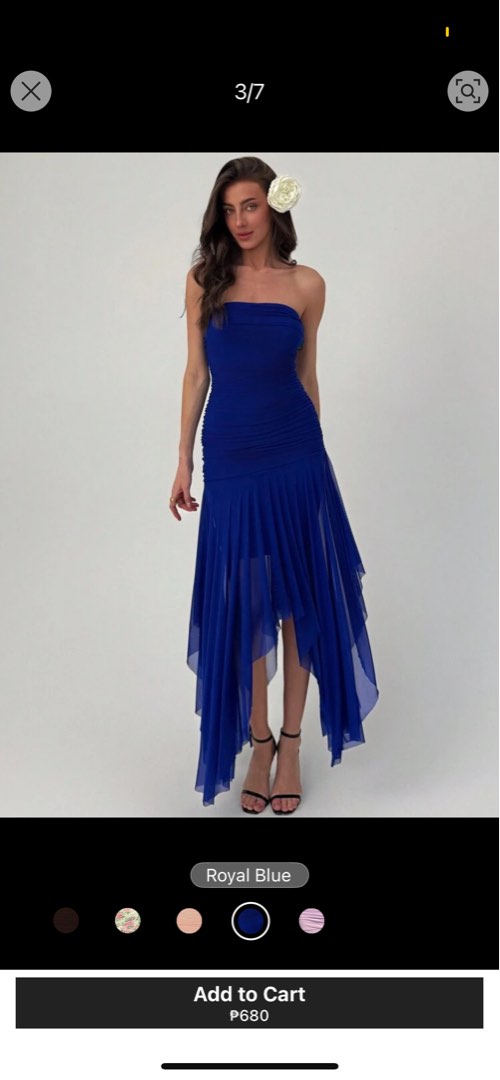 Royal blue dress with sheer flowy bottom, Women's Fashion, Dresses ...