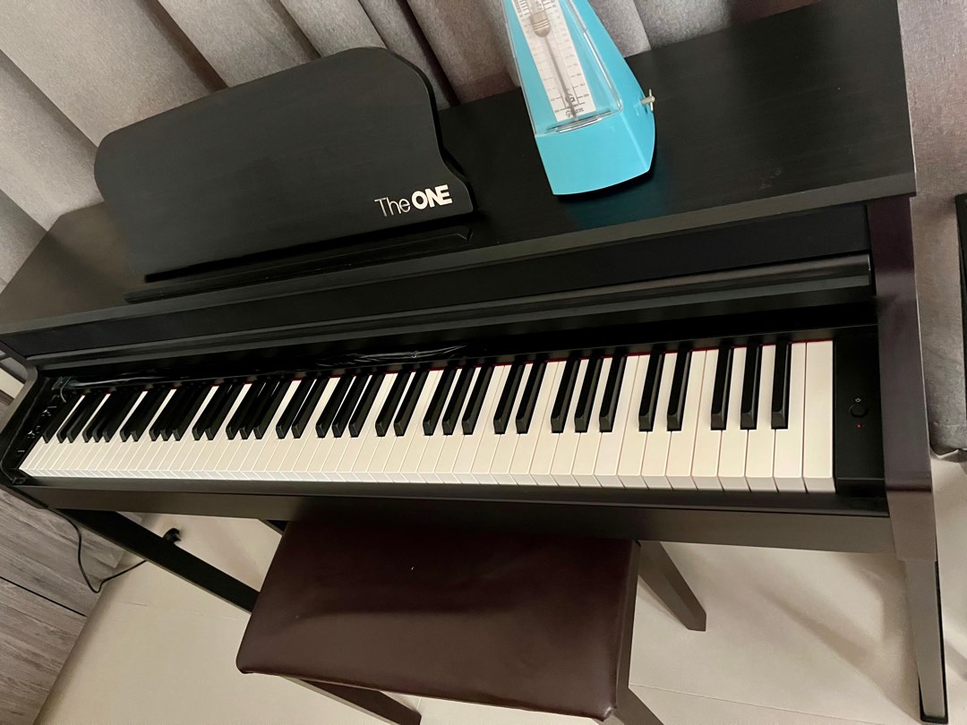 The ONE Smart Piano - Upright Digital Piano with Bench (Dark Mahagony ...