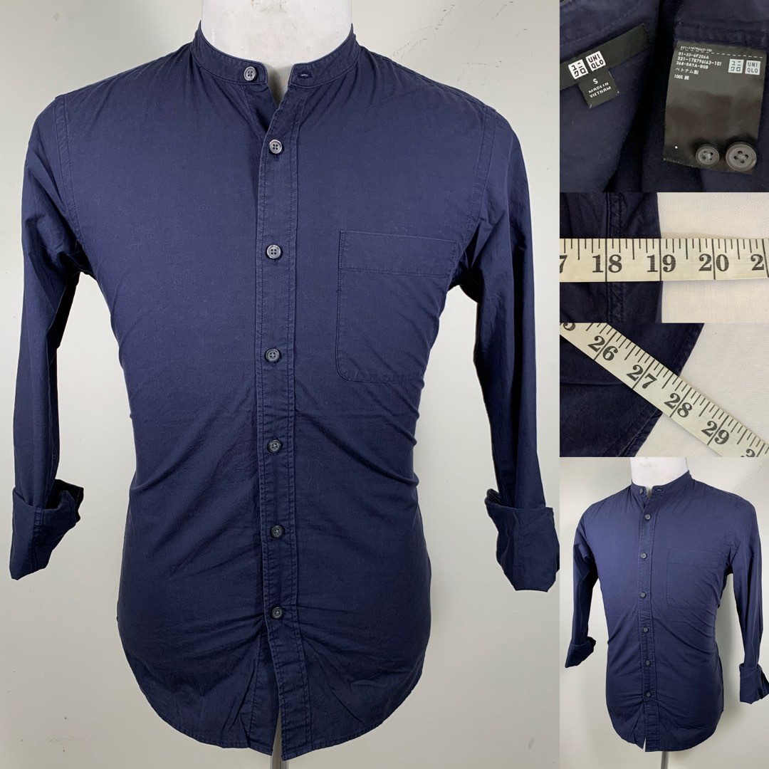 UNIQLO STAND COLLAR, Men's Fashion, Tops & Sets, Formal Shirts on Carousell