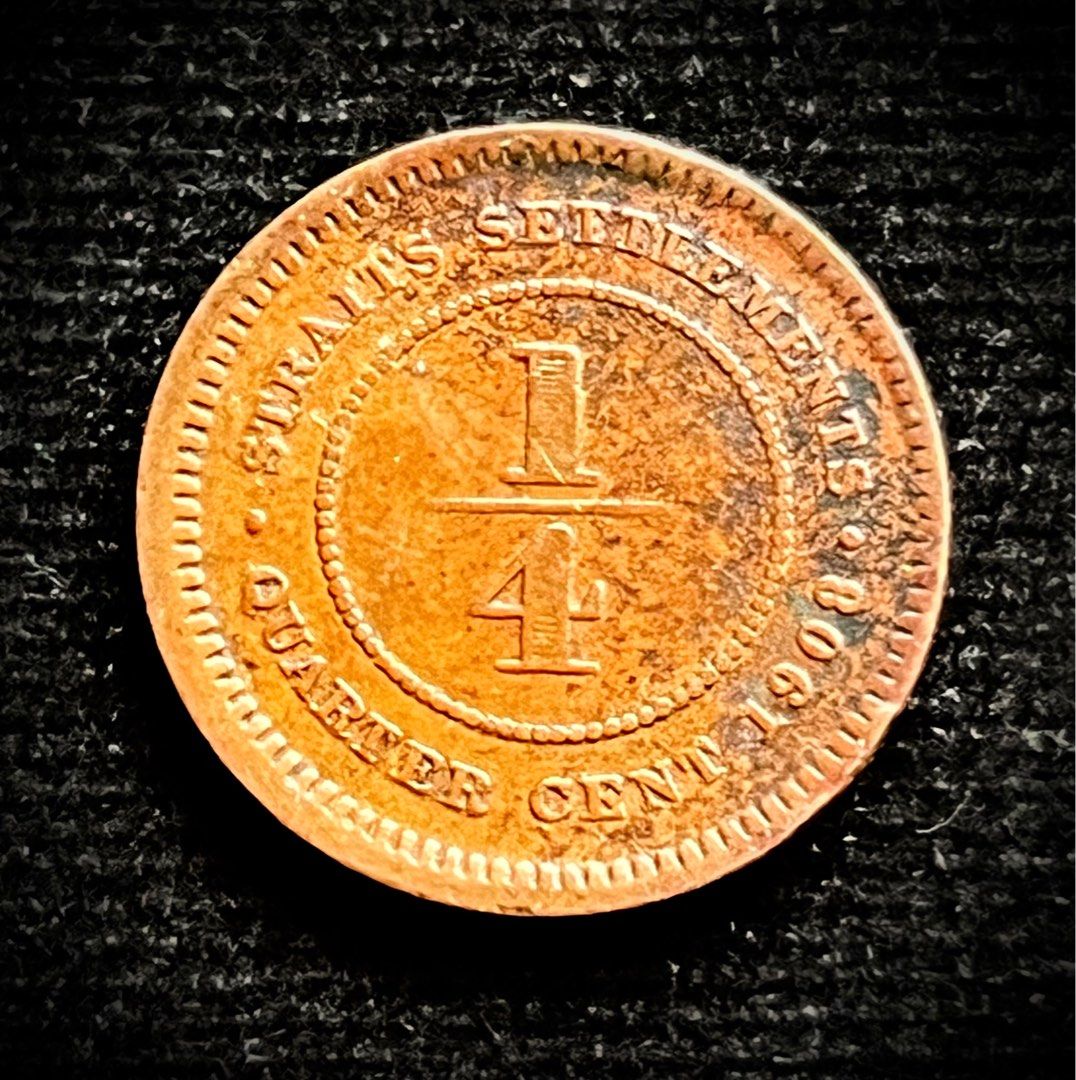 1908 Olden British Straits Settlements King Edward VII Quarter ¼-Cents ...