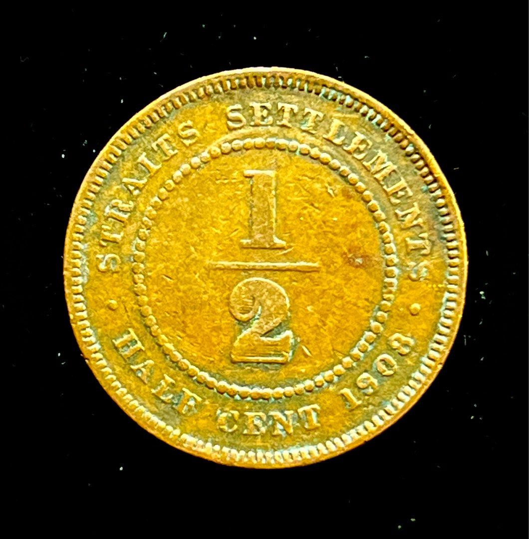 1908 Olden British Straits Settlements King Edward VII Quarter ½-Cents ...