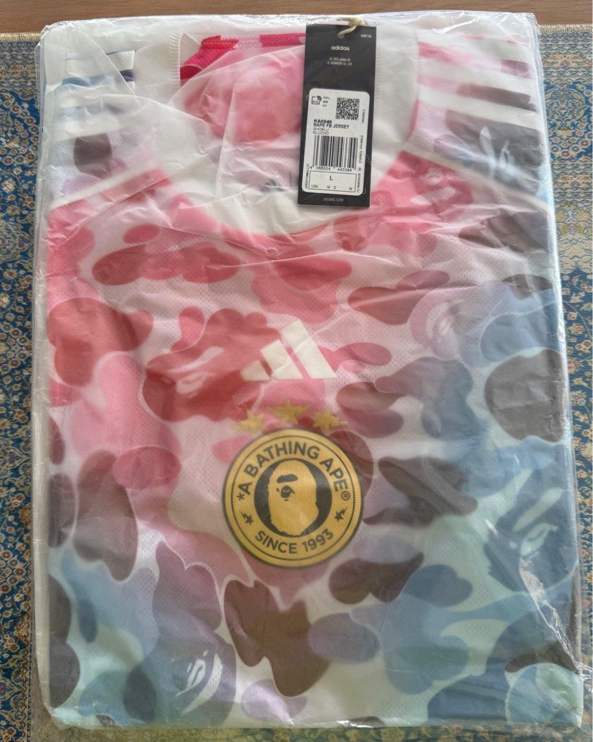 BAPE x Adidas bathing ape ltd ed camo jersey US M, Men's Fashion, Tops ...