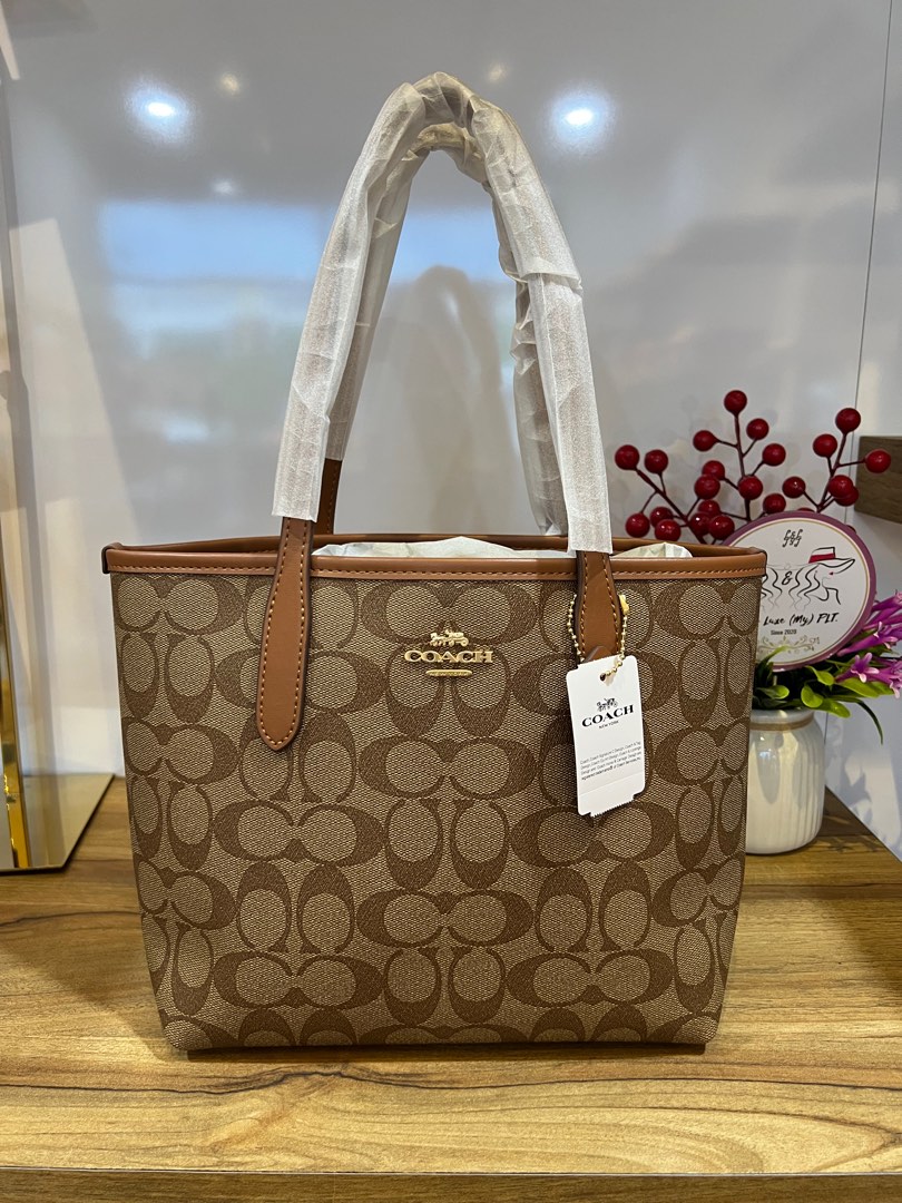 Coach Mini City Tote Bag in Signature Canvas, Women's Fashion, Bags ...