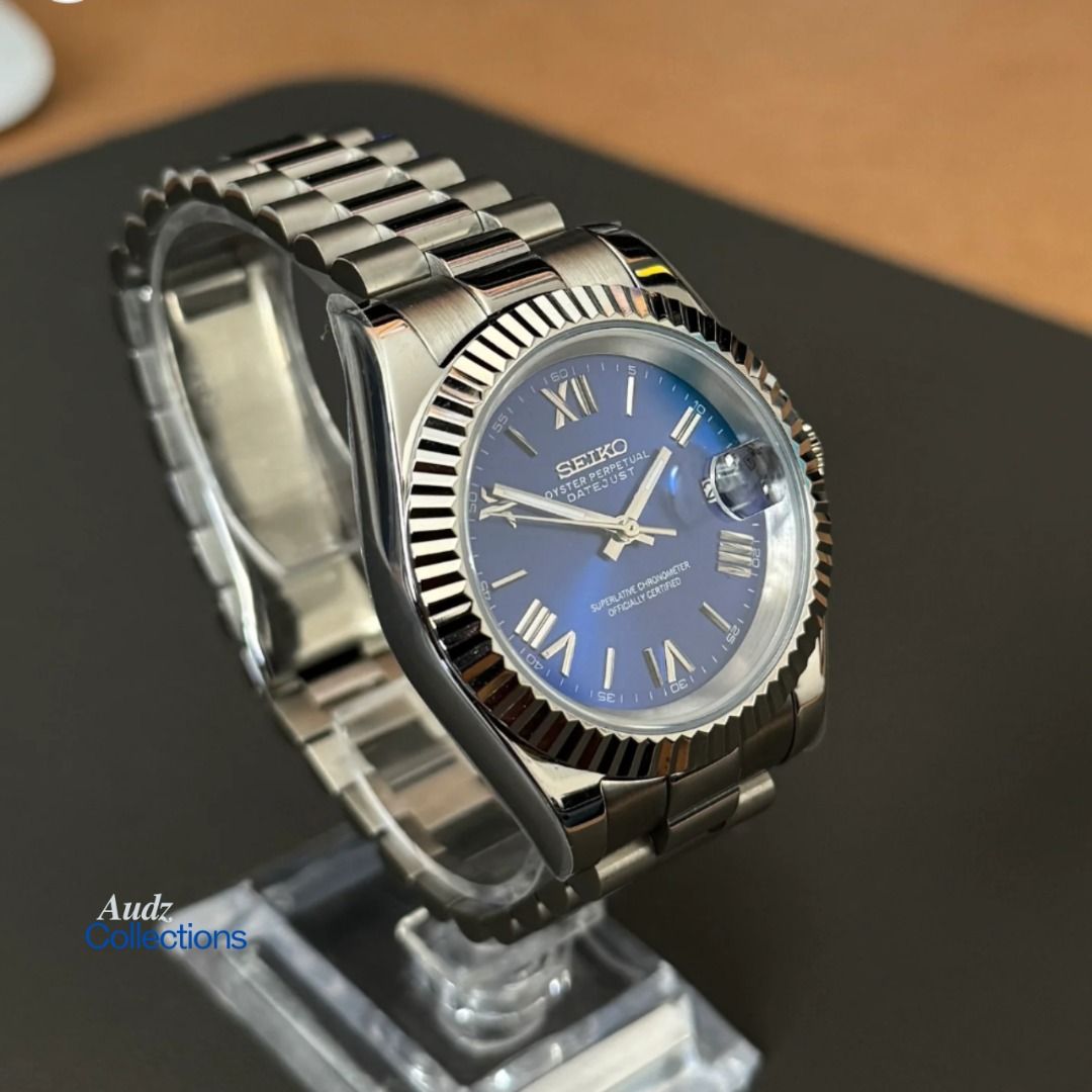 Diamond Hour Marker Dark blue Dial Seiko MOD | NH35 | Datejust | New 2 ...