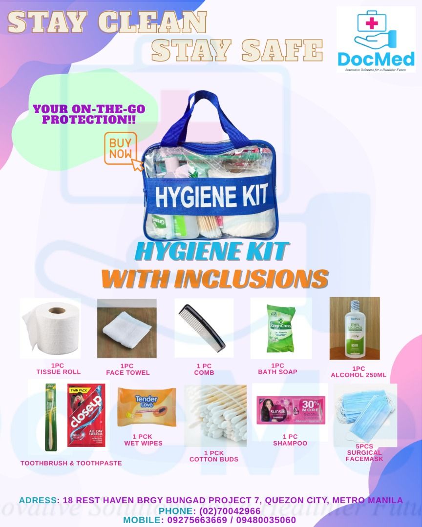HYGIENE KIT BAG WITH INCLUSIONS, Health & Nutrition, Medical Supplies ...