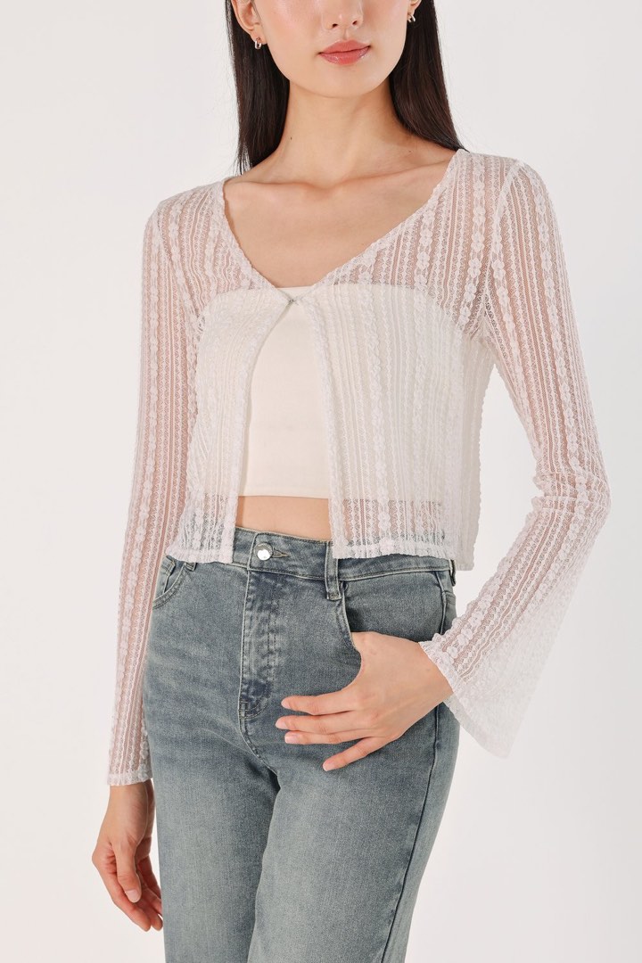 LOVET Kayla Lace Clasp Cardigan (White), Women's Fashion, Coats ...