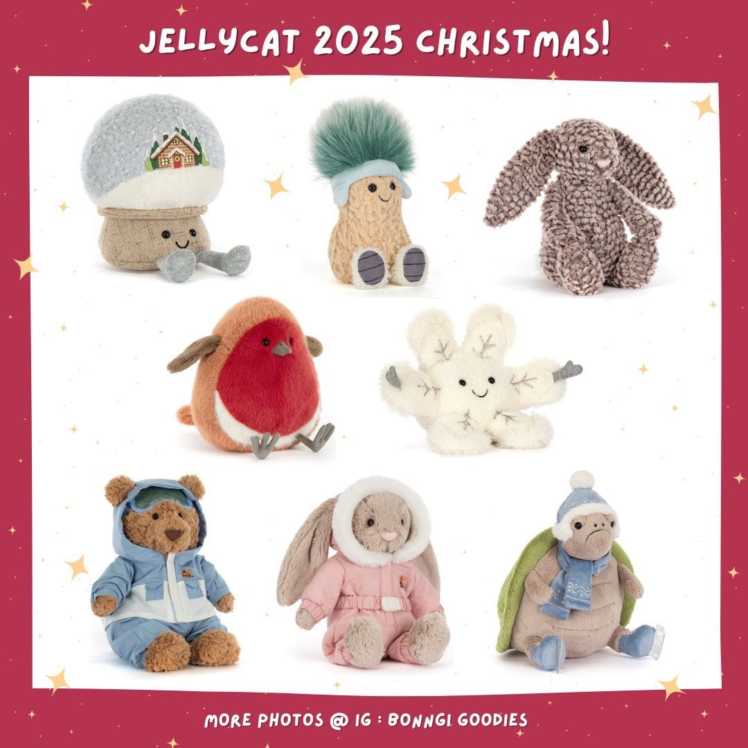 NEW! 2025 Jellycat Christmas! 聖誕花生/ 聖誕星星/ Raclette/ 手套/ Plum Robin/ 雪花/ 玻璃球/ 聖誕棉花糖/ 棉花糖朱古力 ...