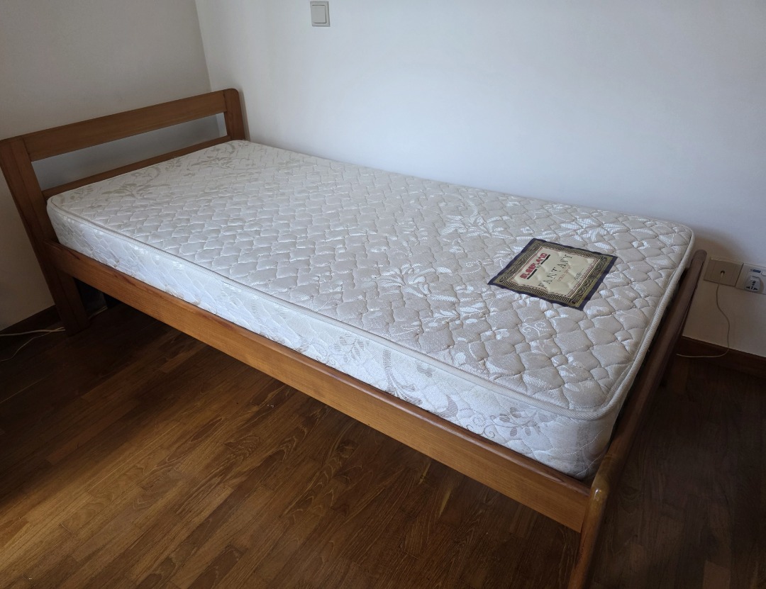 Scanteak Solid Teak Single Bed Frame with Slumberland Fantasy Mattress ...