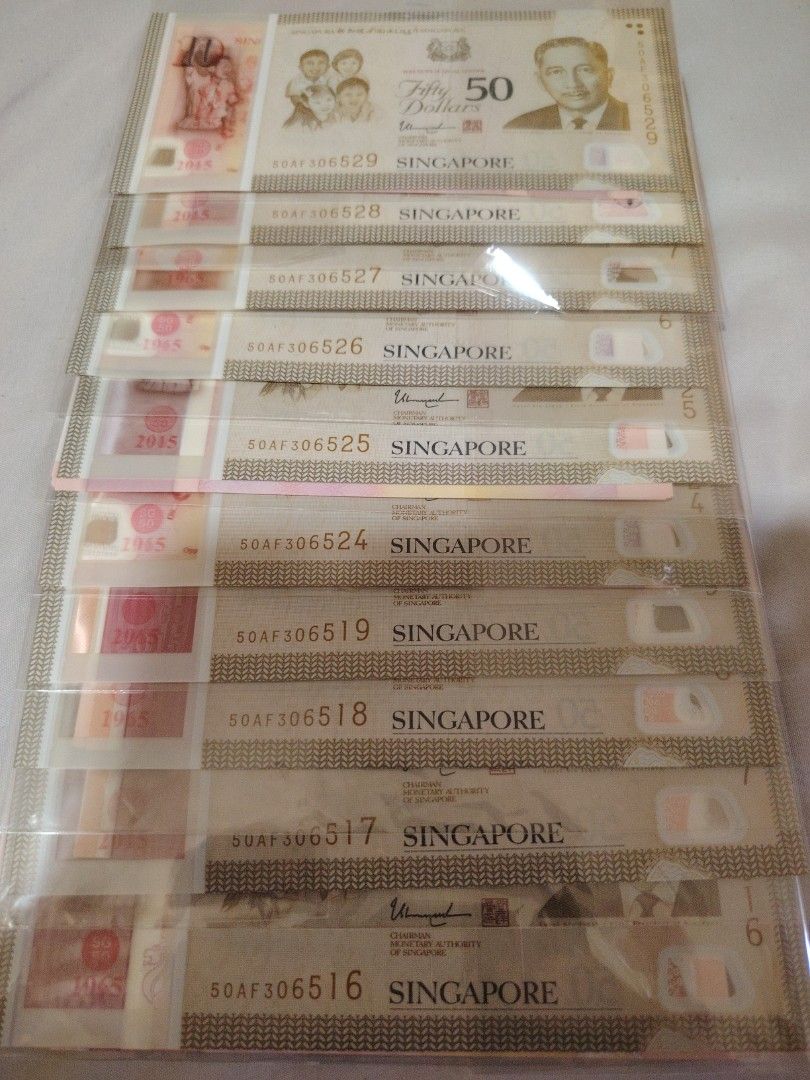 SG60 Commemorative Notes Singapore $50 Banknotes & $10 Banknotes ...