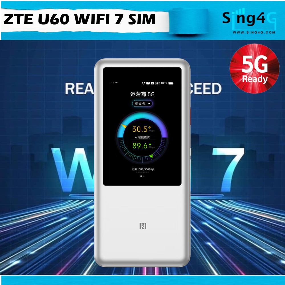 ZTE U60 WIFI 7 Pocket WIFI International English Version Support SG SIM ...