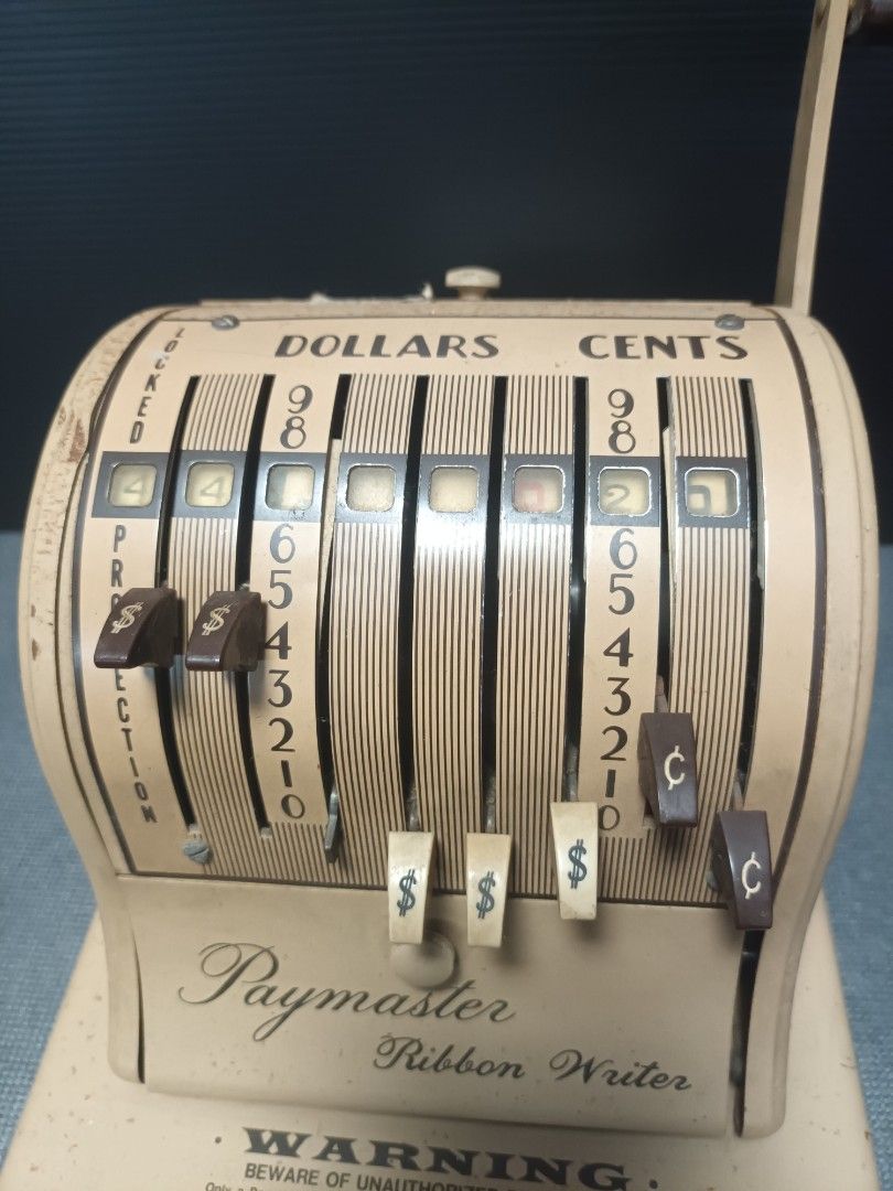 ️ PAYMASTER Ribbon Writer Series 8000 Vintage Check Writer, Hobbies ...