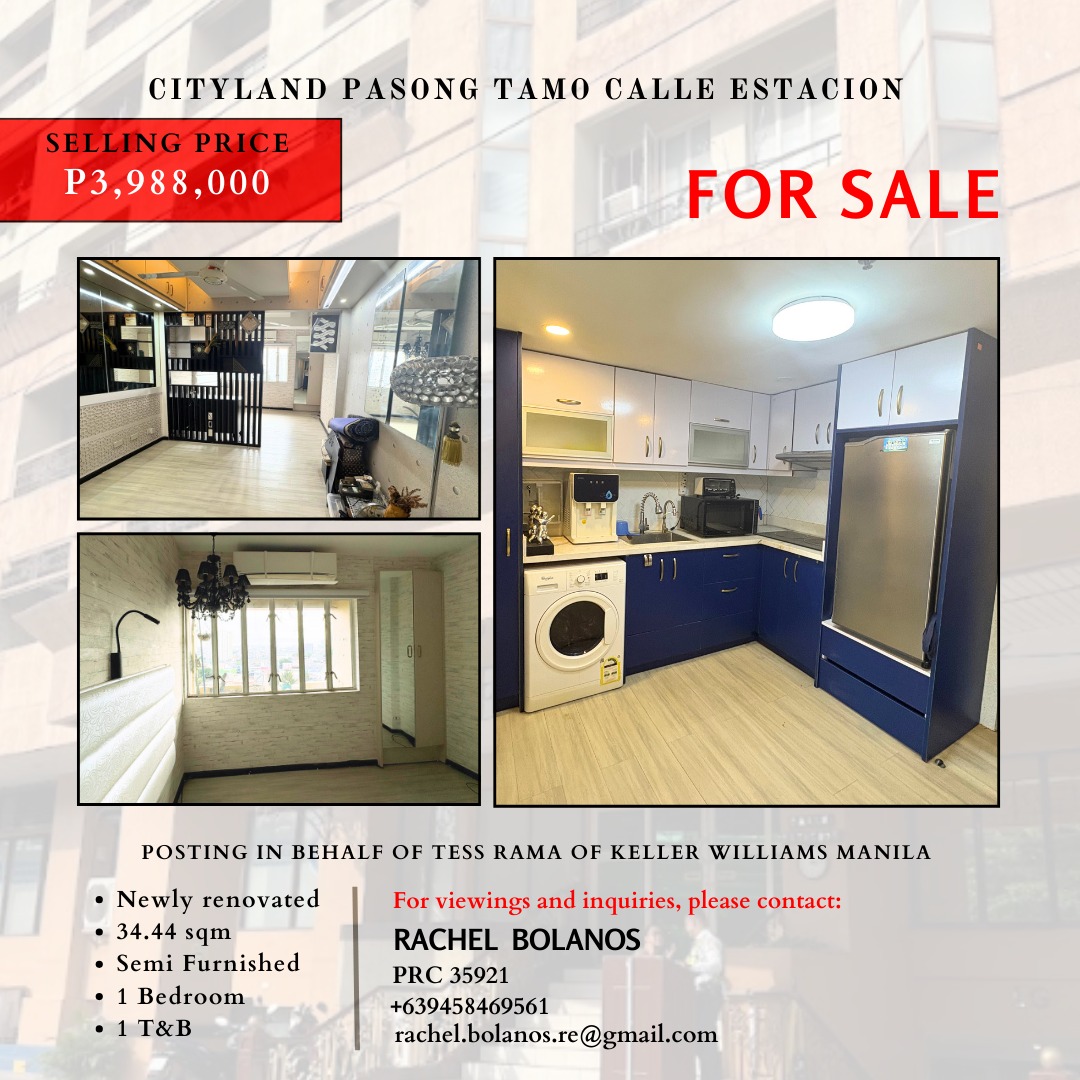 CITYLAND PASONG TAMO CALLE ESTACION, MAKATI CITY, 1 BEDROOM FOR SALE, Property, For Sale ...