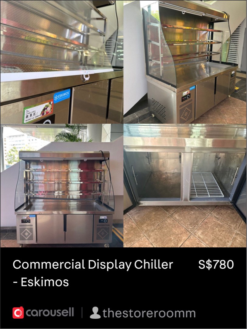 Eskimo Stainless Steel Display Fridge with Under-Counter Chiller, TV ...