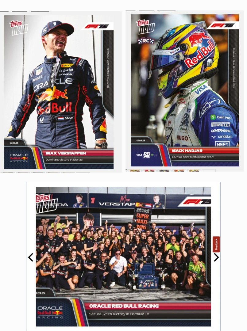 Formula 1 F1 Topps Now 2025 Max Verstappen / Red bull / Isack Hadjar ...