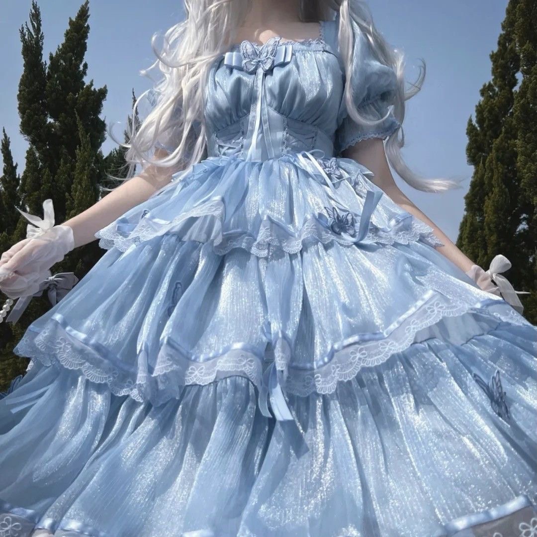 Lolita fairy blue, Fesyen Wanita, Pakaian Wanita, Gaun & Rok di Carousell