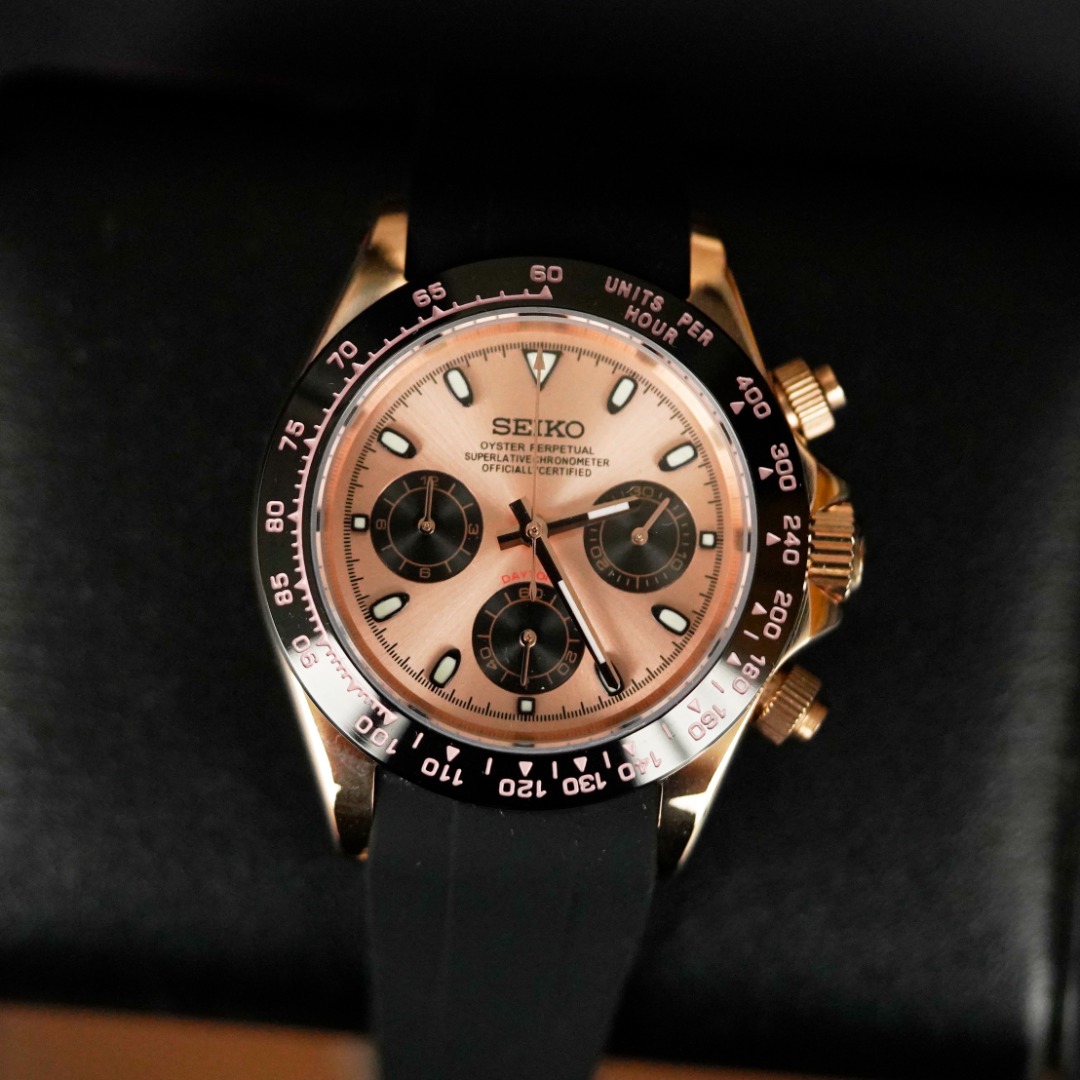 [MOD] SEIKO MOD Rose Gold Dial Arabic Daytona Chronograph 40mm, Men's ...