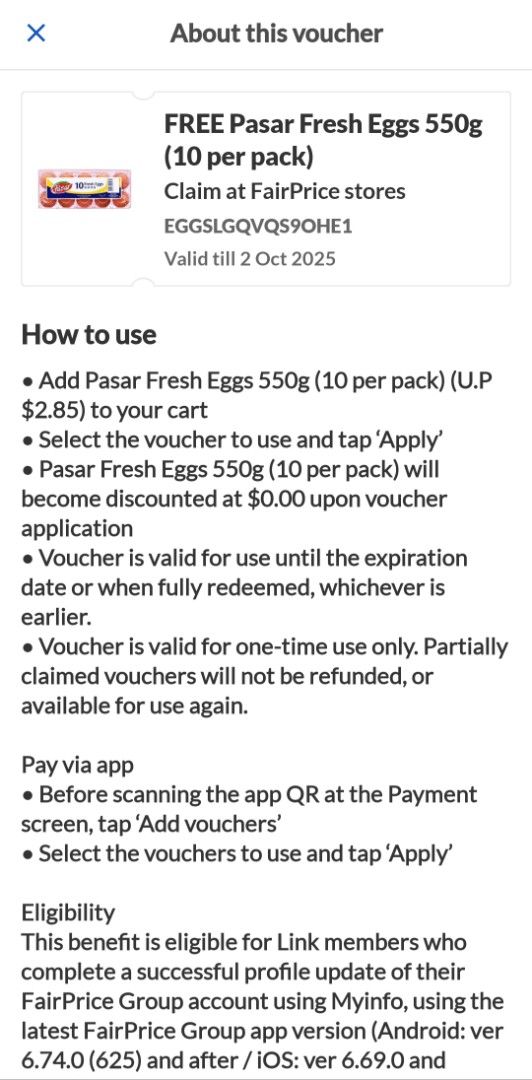 NTUC Fairprice linkpoint, Tickets & Vouchers, Vouchers on Carousell