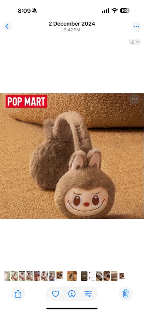Pop Mart Labubu POPMART LABUBU Plush Ear Muffs, Hobbies & Toys, Toys ...