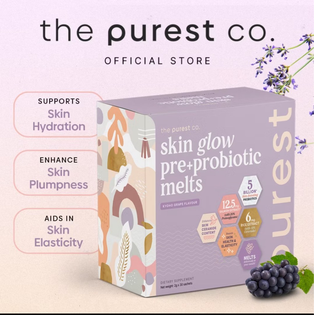 The Purest Co. Skin Glow Pre+Probiotic Melts (NEW), Health & Nutrition ...