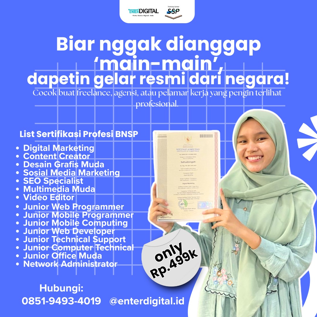 UPGRADE SKILL! HUB: 0895-2299-0498 , Sertifikasi Bnsp Smk Malaka, Jasa ...