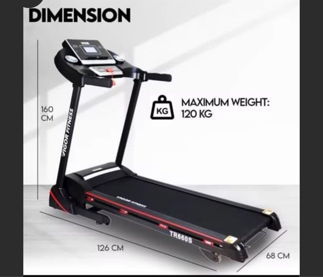 Vigor Fitness Treadmill TR660S Auto Incline, Sports Equipment, Exercise ...
