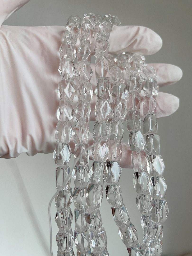#981 [Natural Stones] clear quartz string 39cm faceted 100% clarity ...