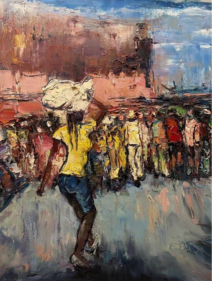 🎨 Impressions of Senegal — A Vibrant Abstract Oil Painting Wall Art ...