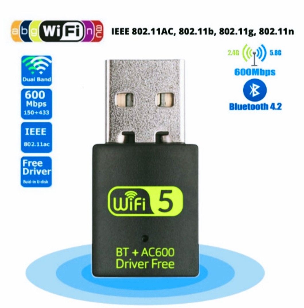 CDC Voucher OK!* WiFi + Bluetooth USB Adapter Dual Band External ...