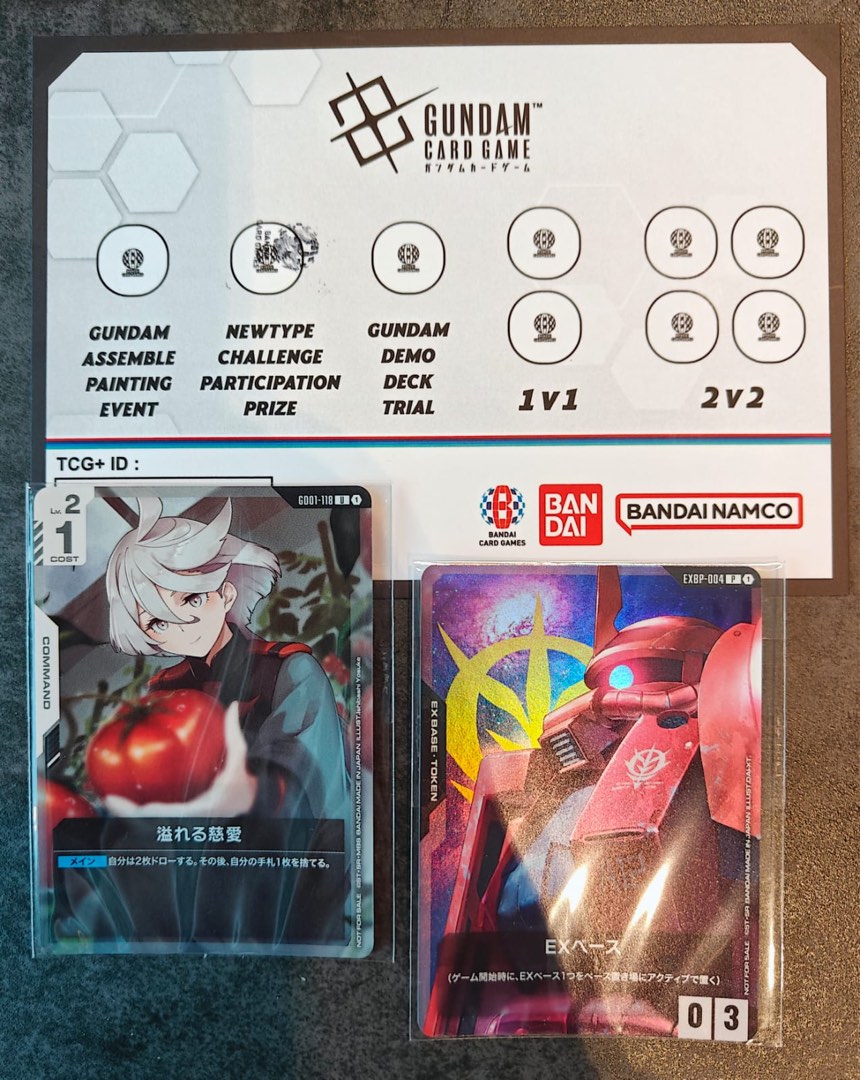 Gundam Card Game Promo Cards - Overflowing Affection & Char’s Zaku EX ...