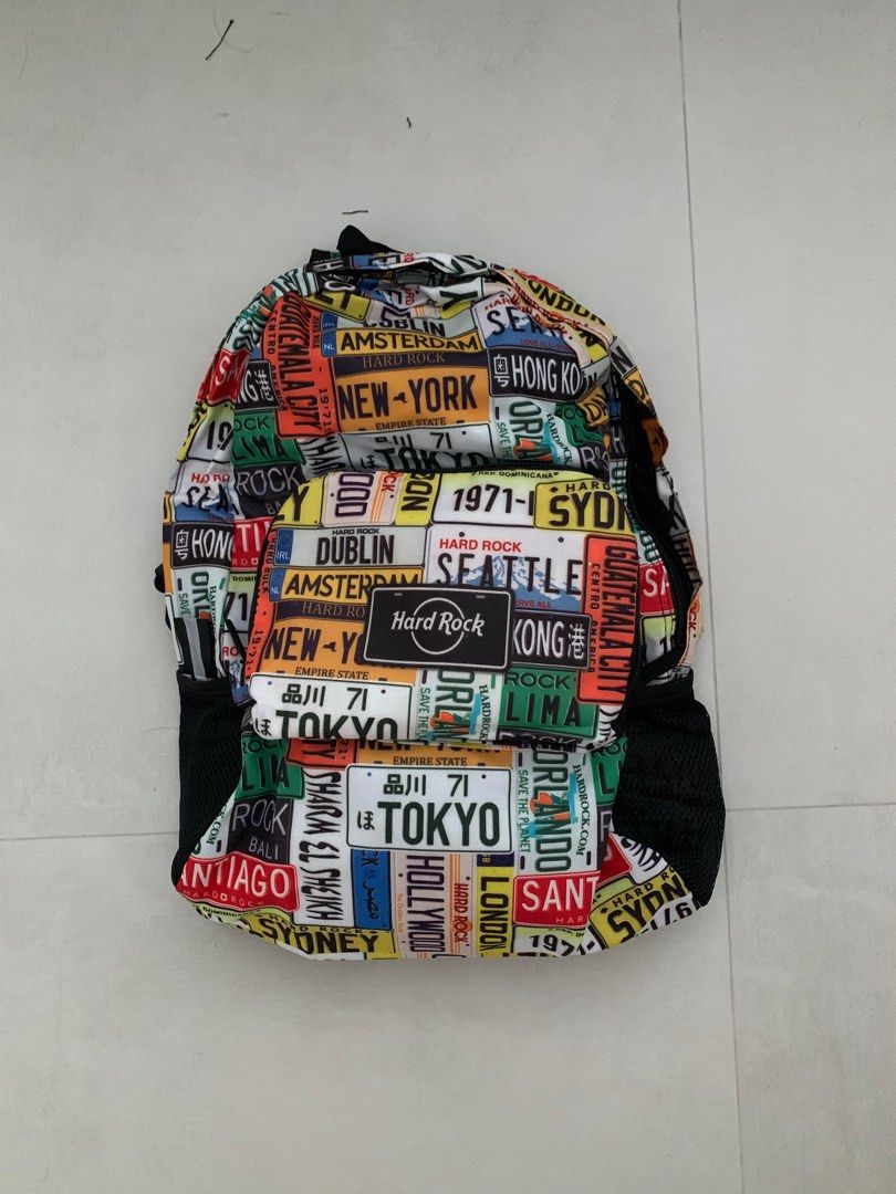 Hard Rock Cafe Backpack - License Plate Design, Women's Fashion, Bags ...