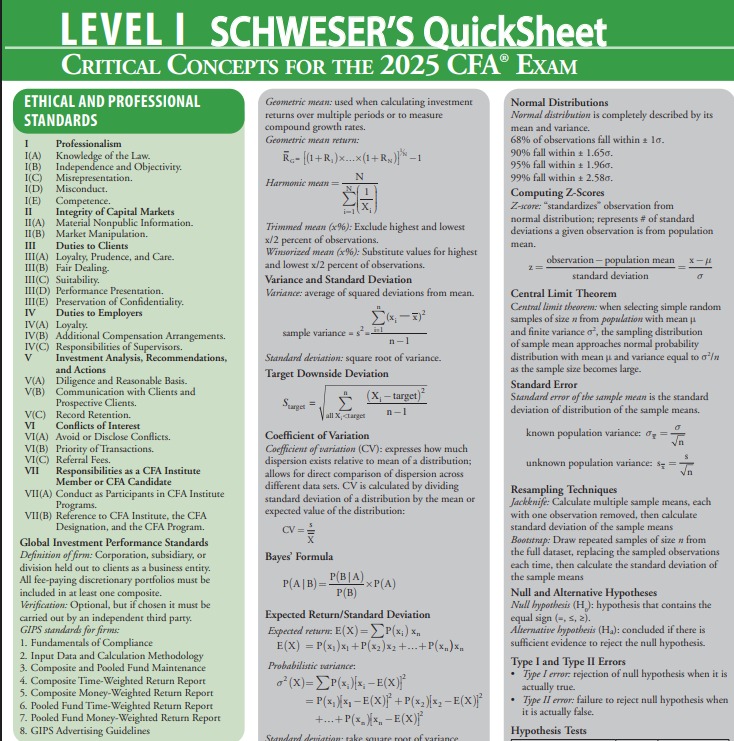 Kaplan Schweser CFA Level I Comprehensive Notes PDF (Cheat Sheets ...