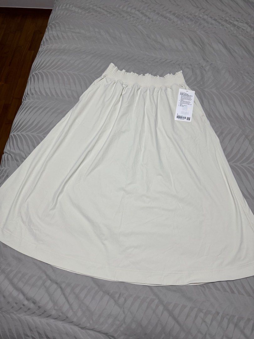Lululemon Stretch Woven Ruffle-Waist Midi Skirt - Light Ivory - Size S ...