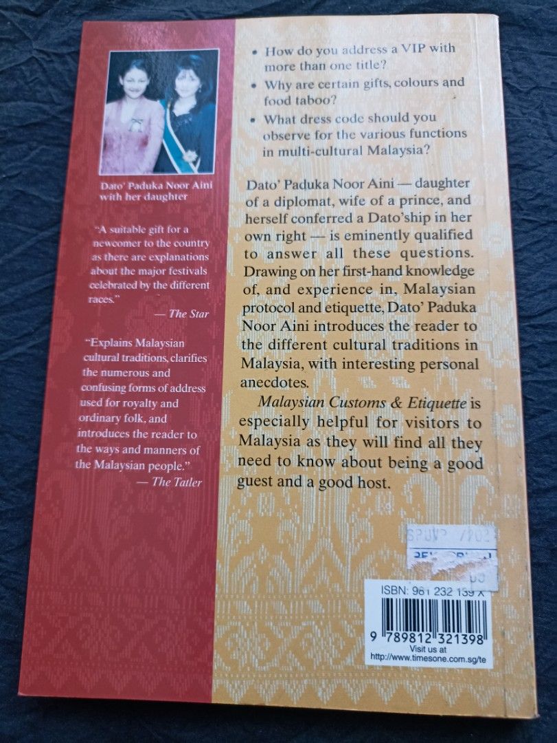 Malaysian Customs & Etiquette by Dato' Paduka Noor Aini Abdullah-Amir ...