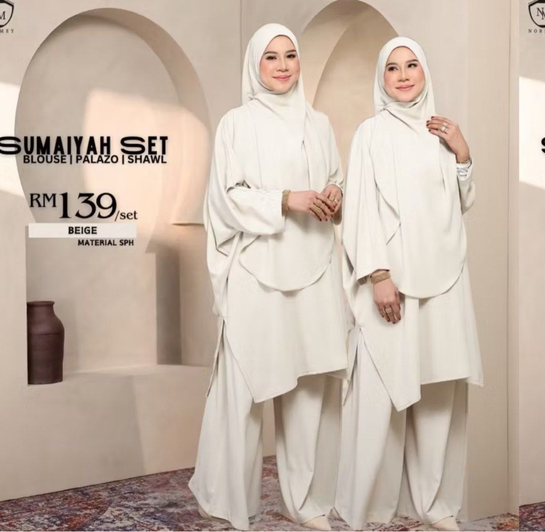 NORMEY Sumaiyah Set (Sesuai untuk umrah), Women's Fashion, Muslimah ...