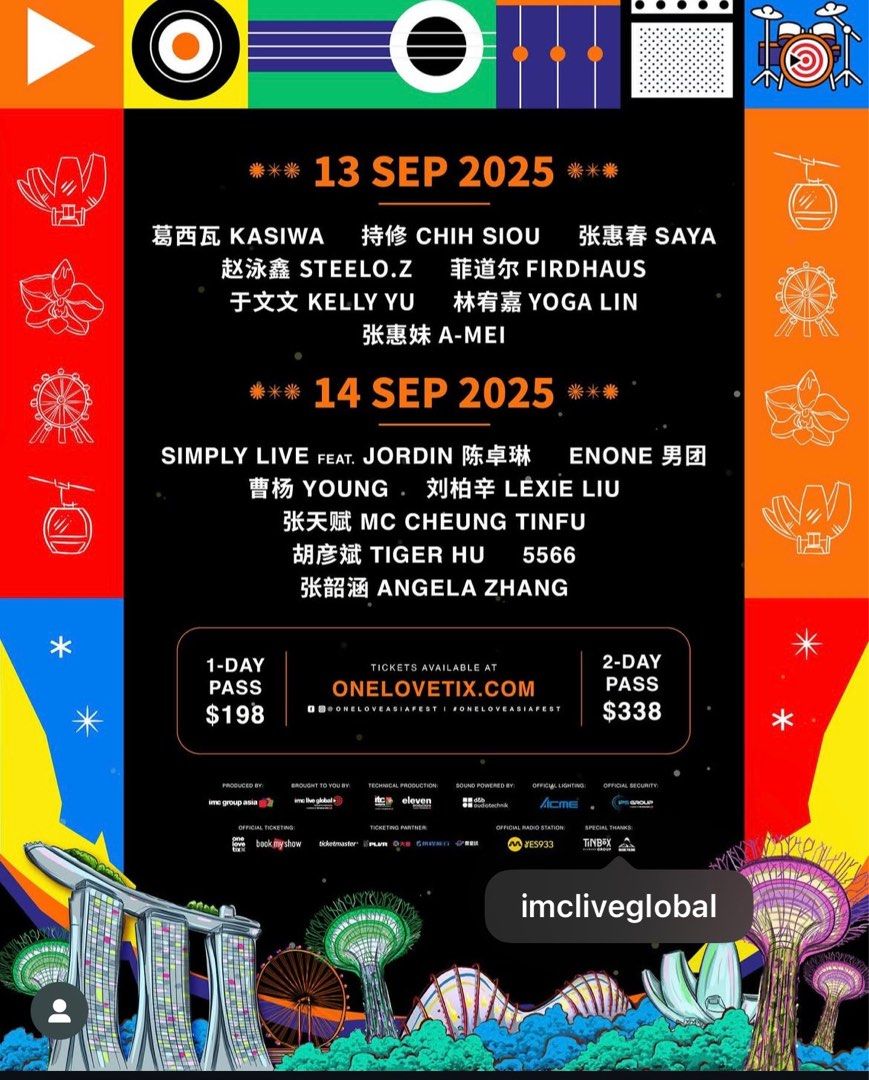 One Love Asia Festival 2025 Day 2 (14 Sep), Tickets & Vouchers, Event ...
