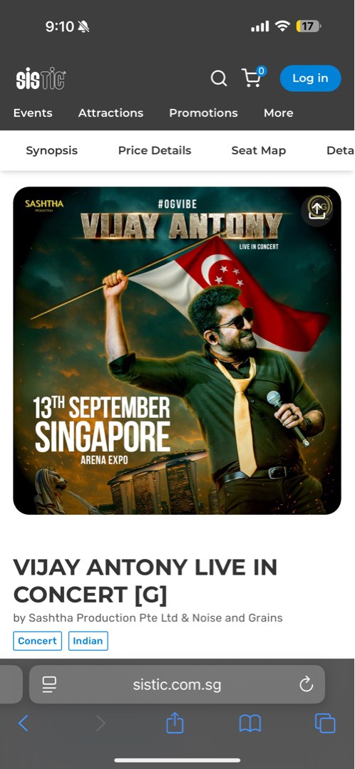 Vijay Antony Fan Pit ticket for $100, Tickets & Vouchers, Event Tickets ...
