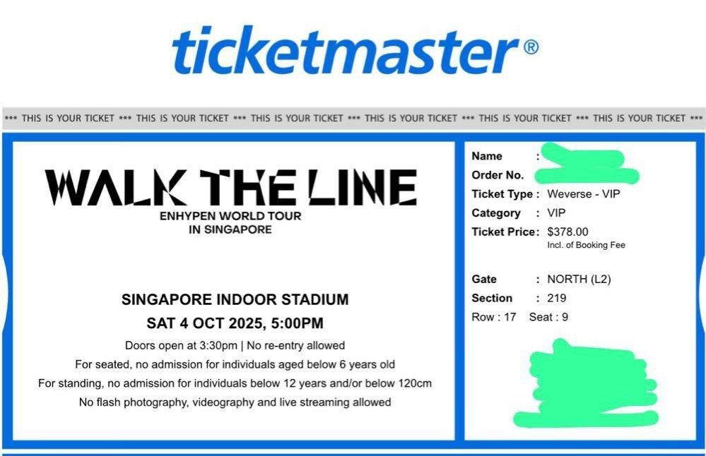 x1 Enhypen Walk The Line ticket (VIP seated), Tickets & Vouchers, Event ...