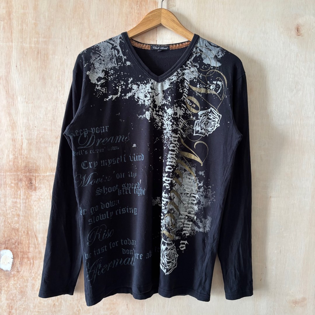 Y2K Emo Grunge Gothic Punk Poem Style Clash Ahead, Fesyen Pria, Pakaian ...