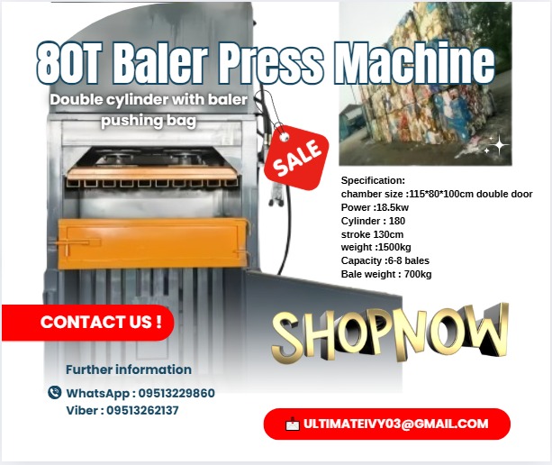 Brand New 80T Baler Press Machine Double cylinder with baler pushing ...