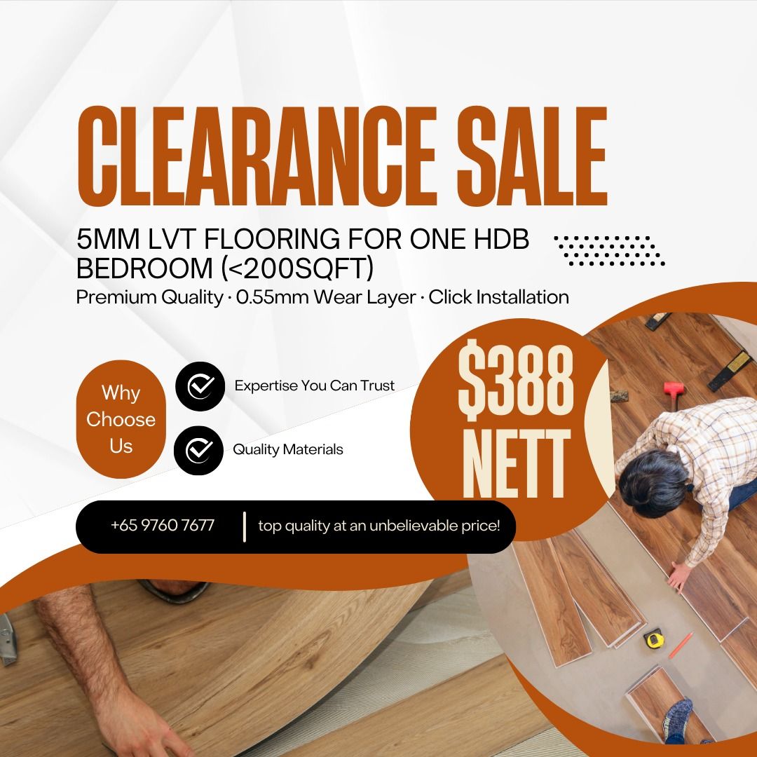 🚨【CLEARANCE SALE】Premium 5mm LVT Flooring For Bedroom @ $388 Nett! 🚨, Home Services, Renovations ...