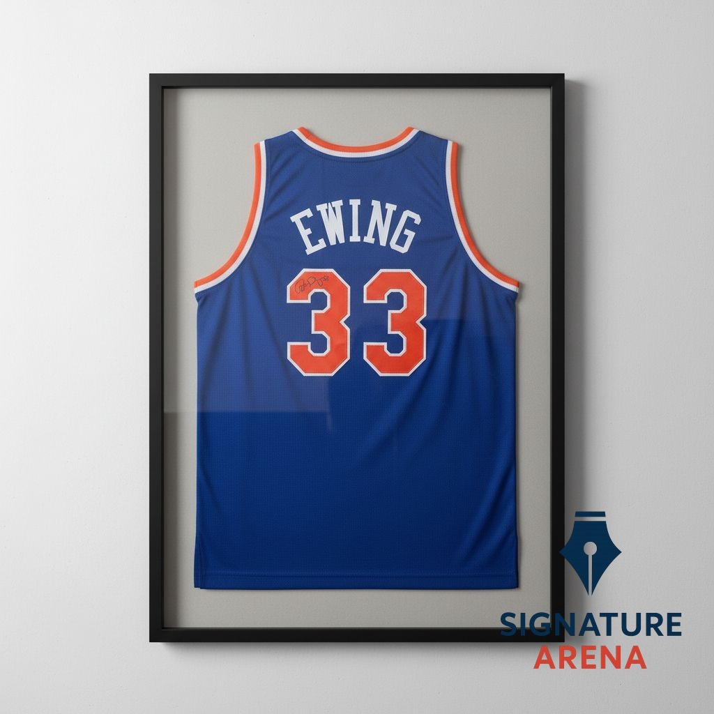 Framed nba basketball Player Patrick Ewing Autographed Custom Jersey ...